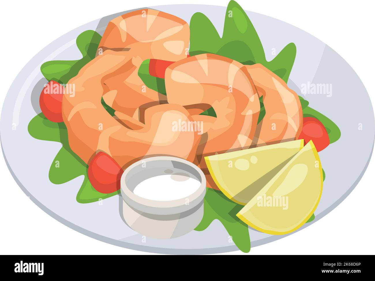 Shrimps dish. Cuisine plate icon. Cartoon seafood Stock Vector Image ...
