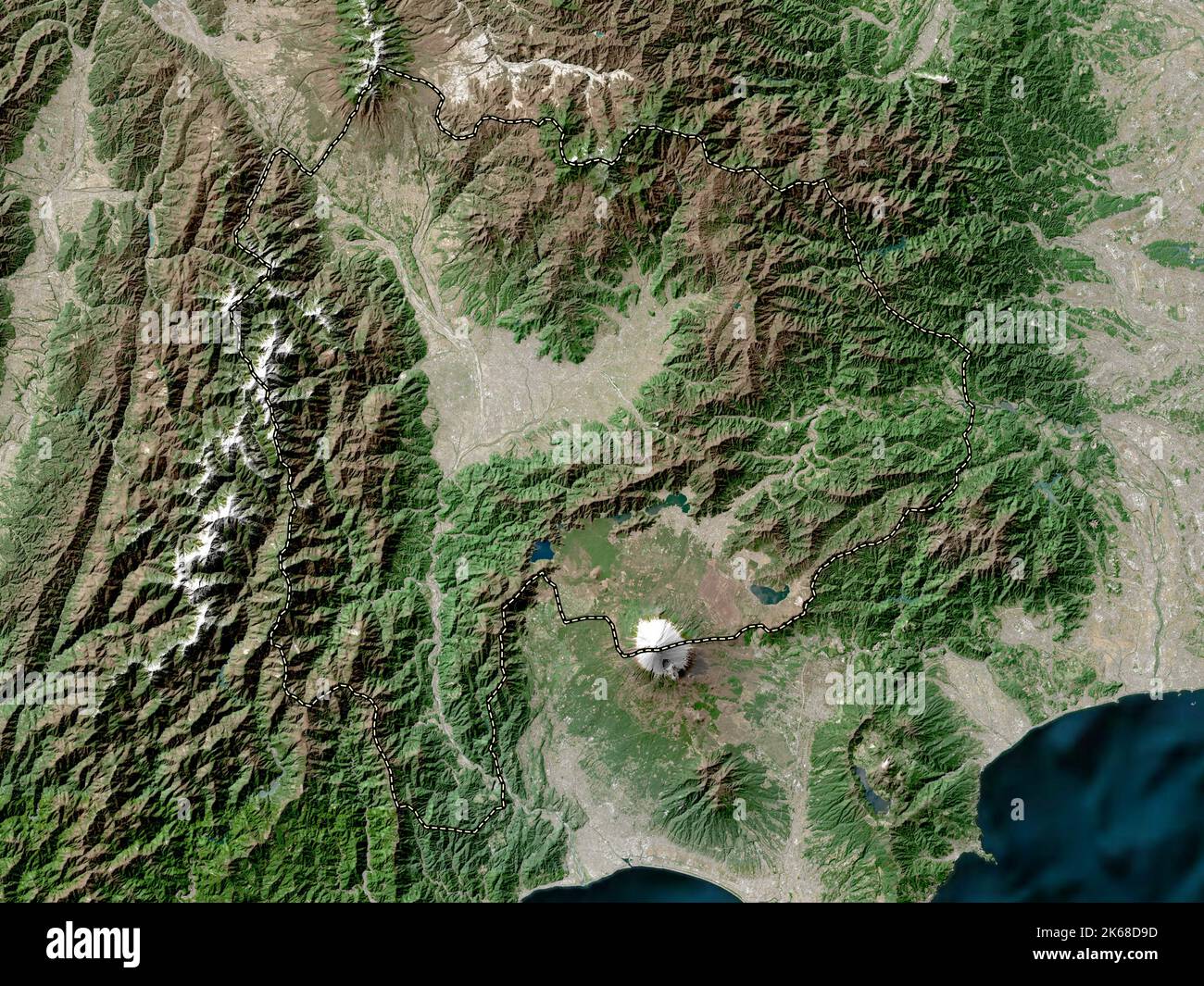 Yamanashi, prefecture of Japan. Low resolution satellite map Stock ...