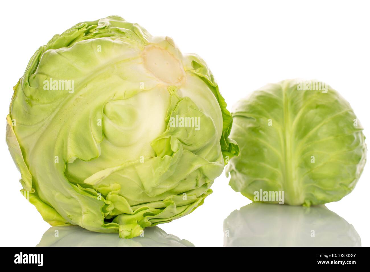 Two fresh white cabbages, macro, isolated on white background Stock ...