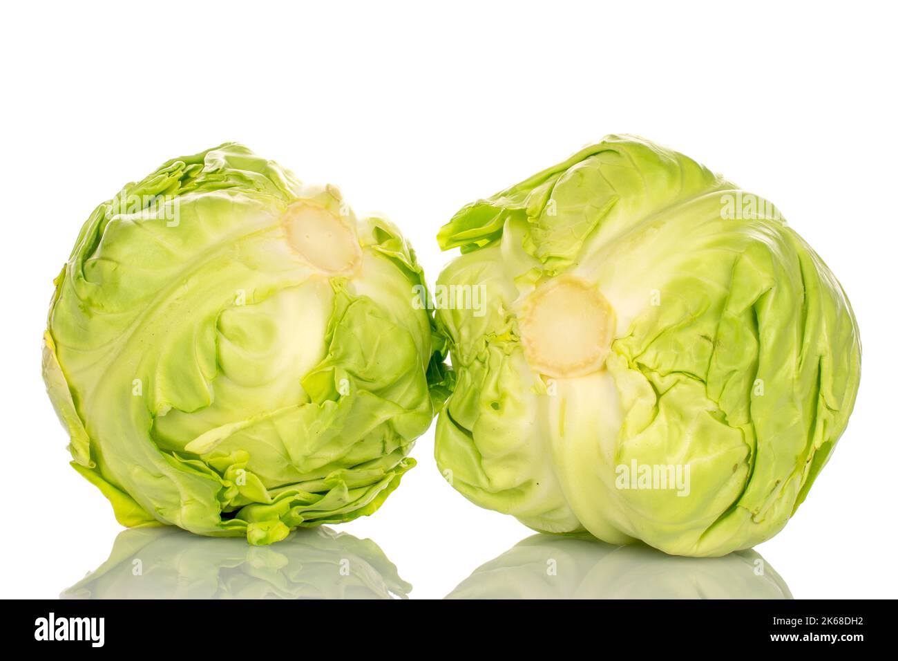 Two fresh white cabbages, macro, isolated on white background Stock ...