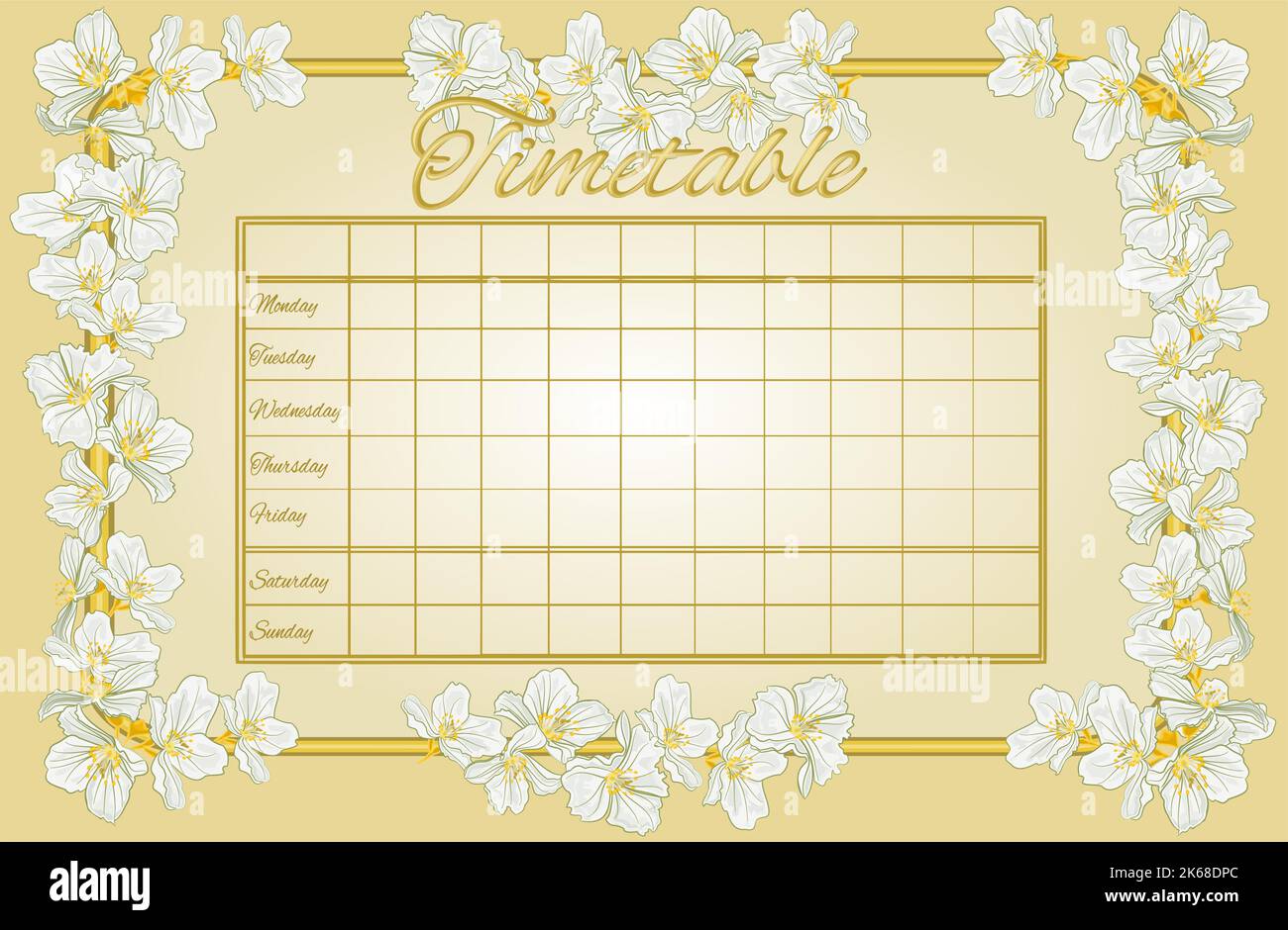 Timetable lesson Stock Vector Images - Alamy