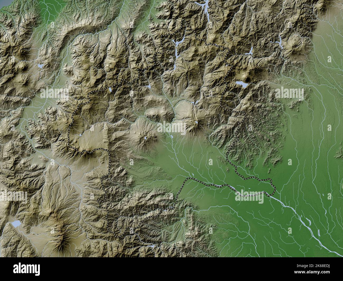 Gunma, prefecture of Japan. Elevation map colored in wiki style with ...