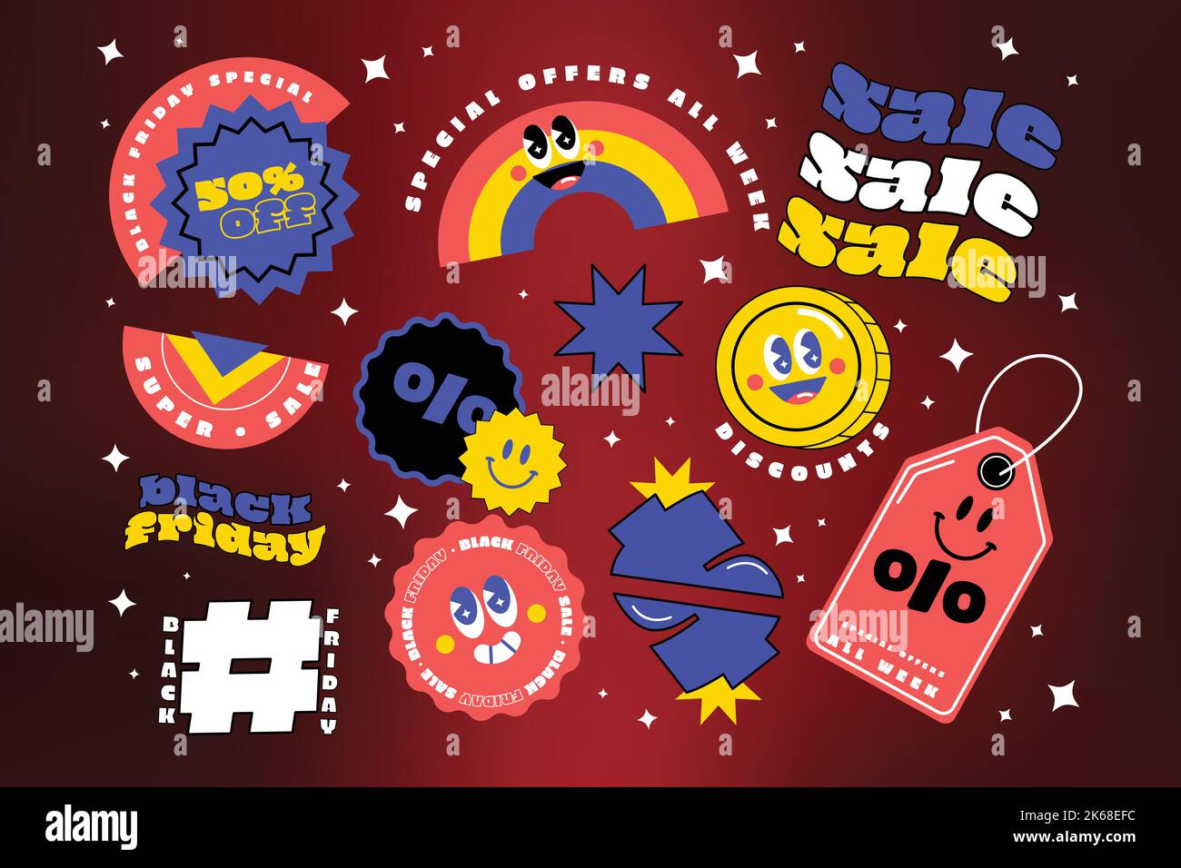 flat black friday sale elements collection vector design illustration ...