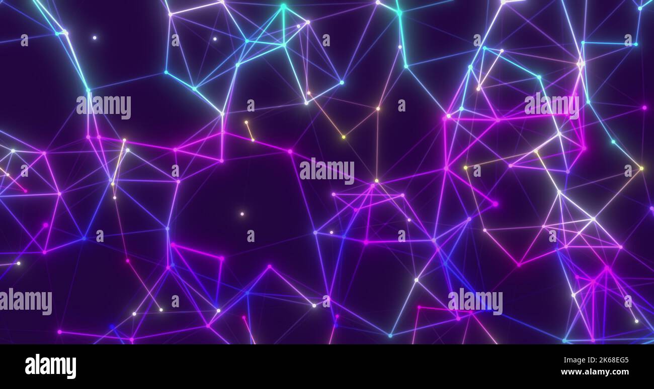 Background Abstract colored dynamic plexus on blue Futuristic technology. 3D render Stock Photo ...