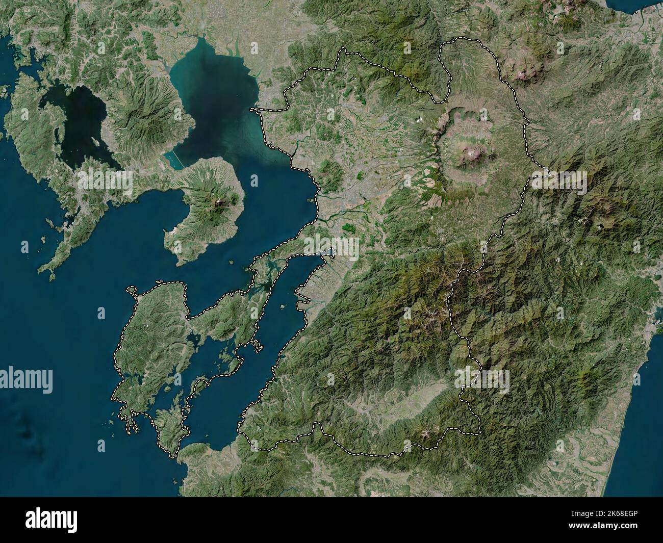 Kumamoto, prefecture of Japan. High resolution satellite map Stock ...