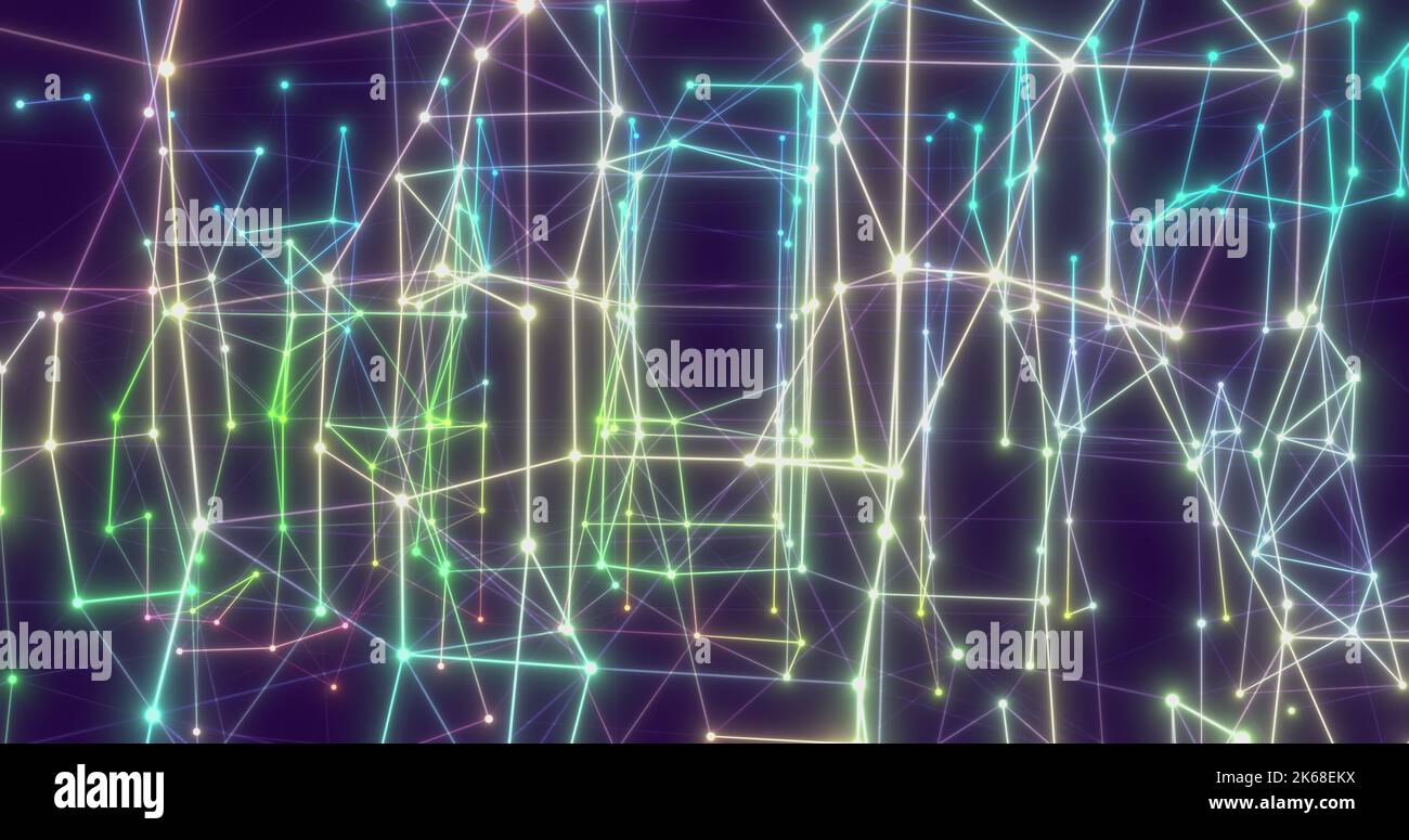 Background Abstract colored dynamic plexus on blue Futuristic technology. 3D render Stock Photo ...