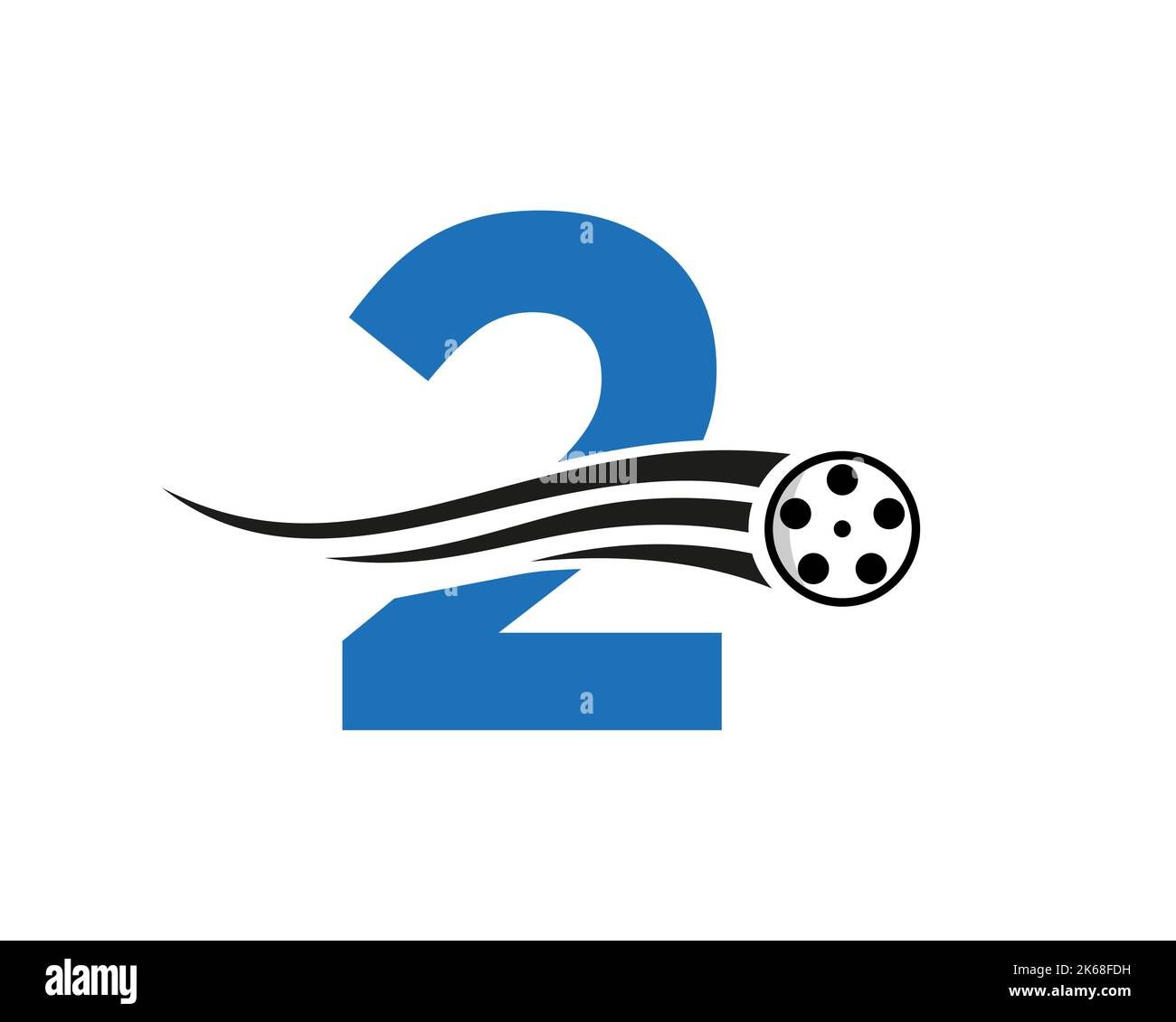 Initial Letter 2 Film Logo Concept With Film Reel For Media Sign, Movie ...
