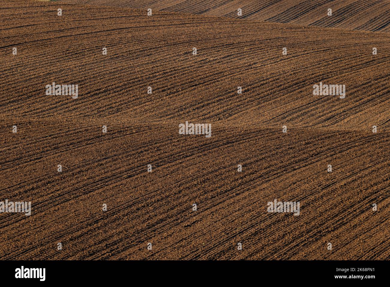 Cultivated fields in Czech Moravia, patterns and lines on the ground ...