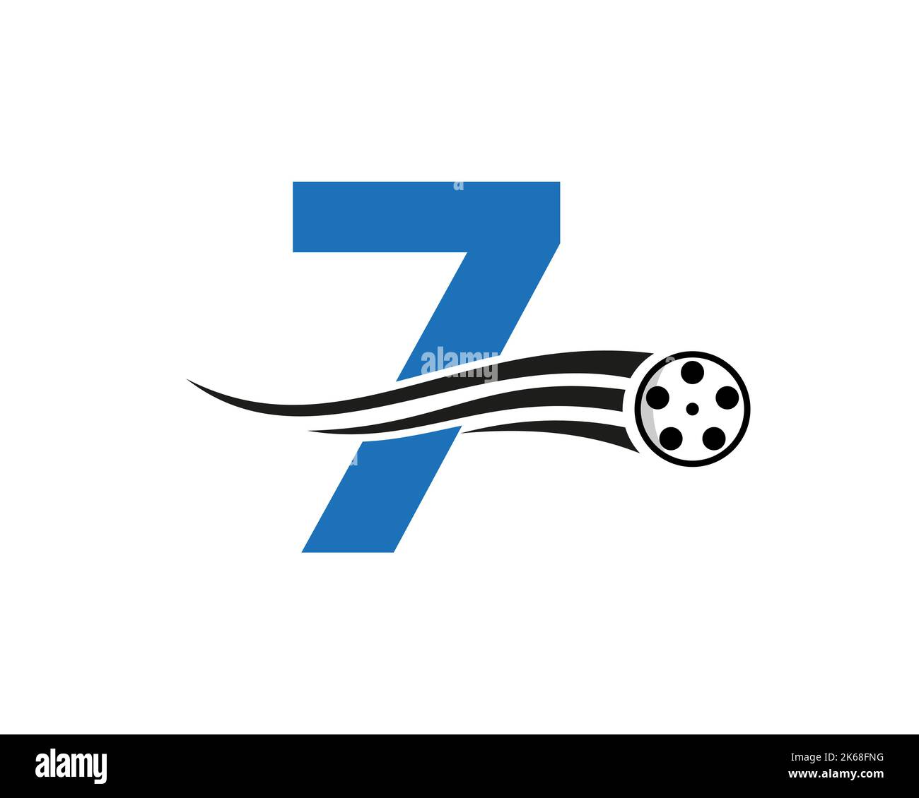Initial Letter 7 Film Logo Concept With Film Reel For Media Sign, Movie ...