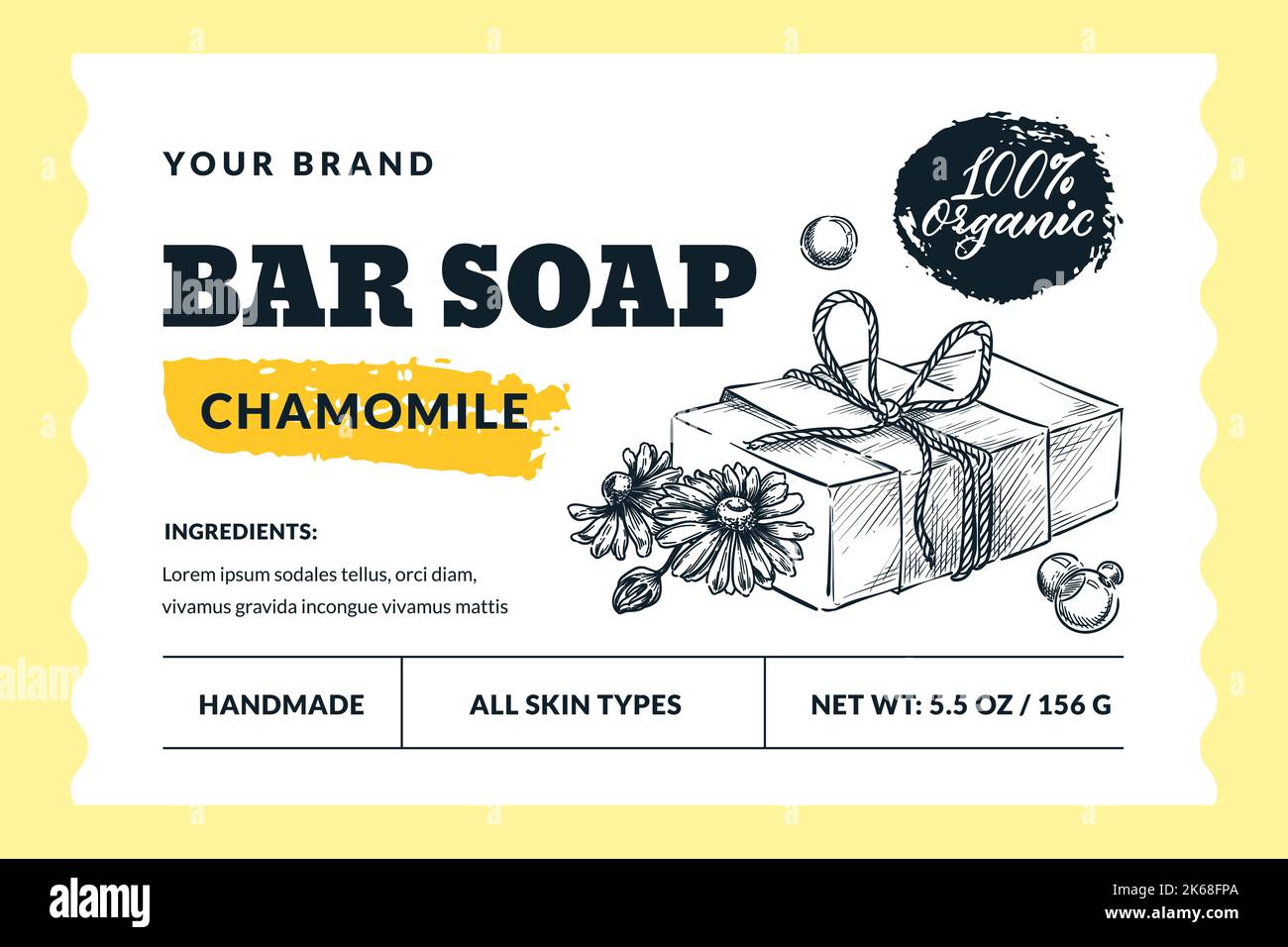 Hand made natural soap bar package label or sticker template. Vector ...