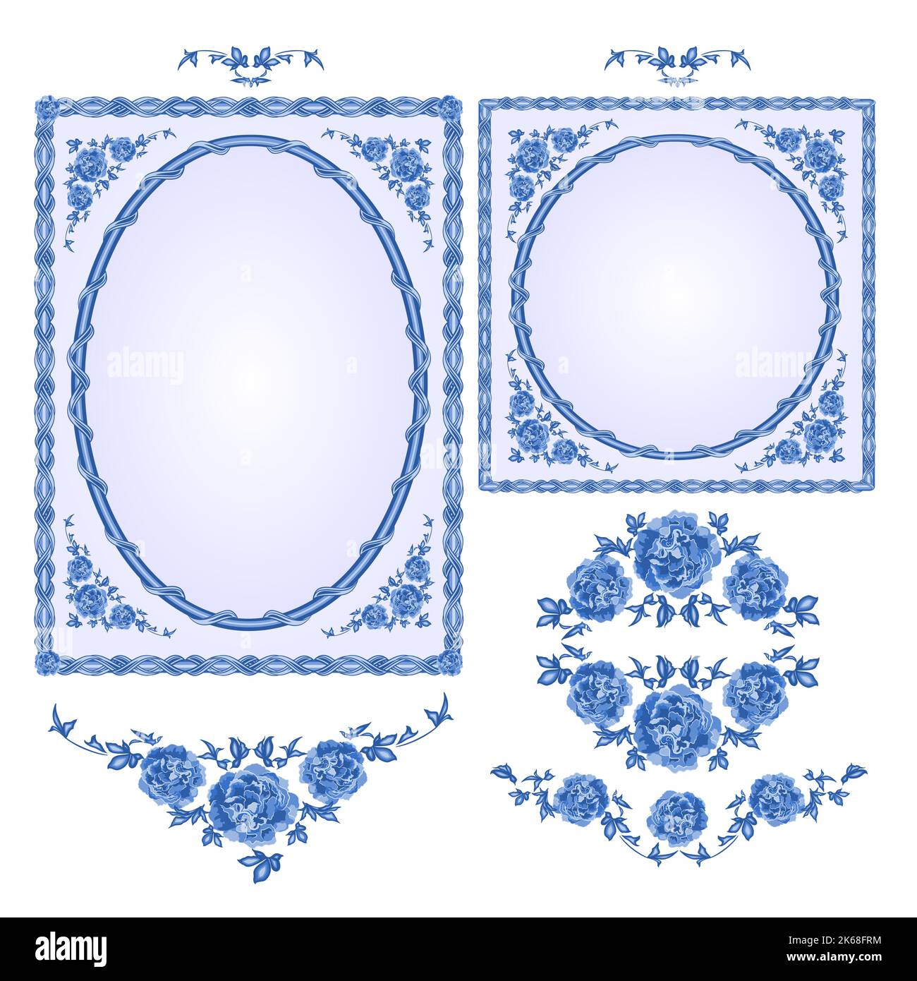 Faience blue frames with floral motif vector Stock Vector Image & Art ...