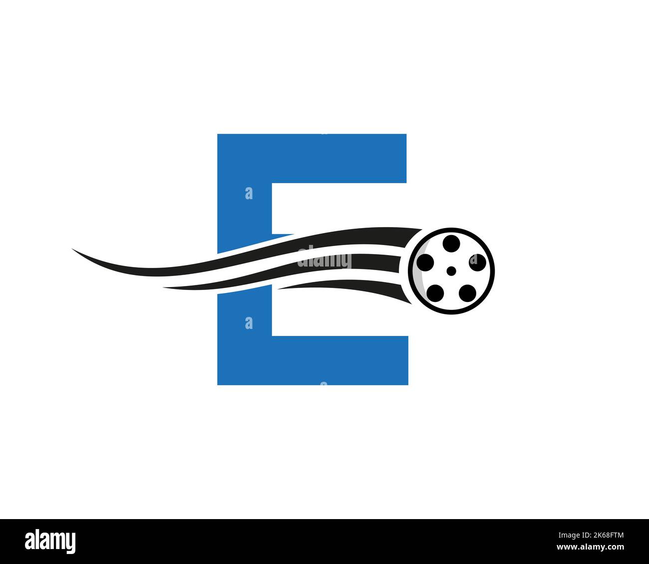 Initial Letter E Film Logo Concept With Film Reel For Media Sign, Movie ...