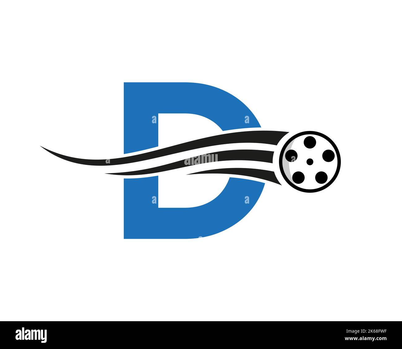 Initial Letter D Film Logo Concept With Film Reel For Media Sign, Movie ...