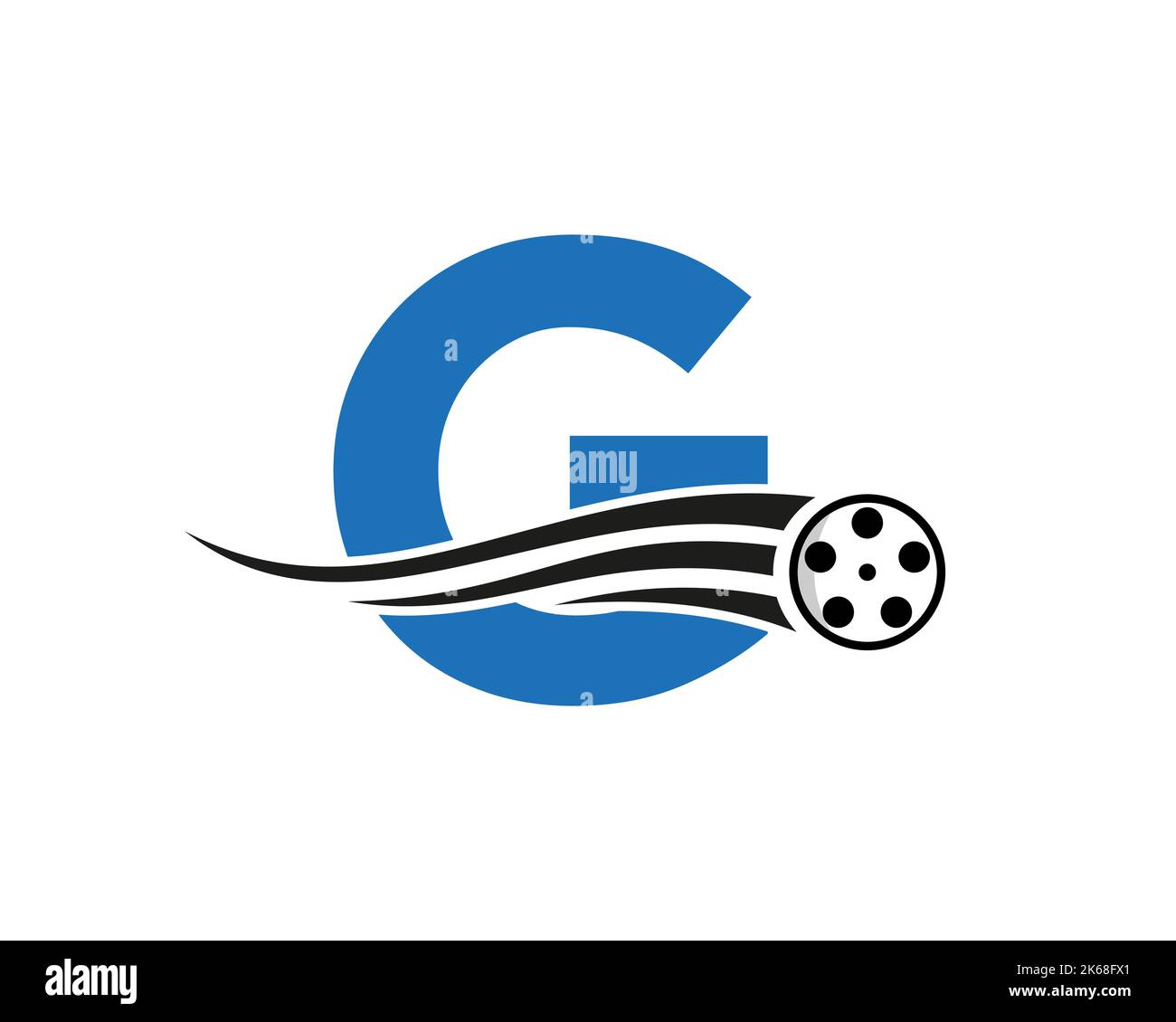 Initial Letter G Film Logo Concept With Film Reel For Media Sign, Movie ...