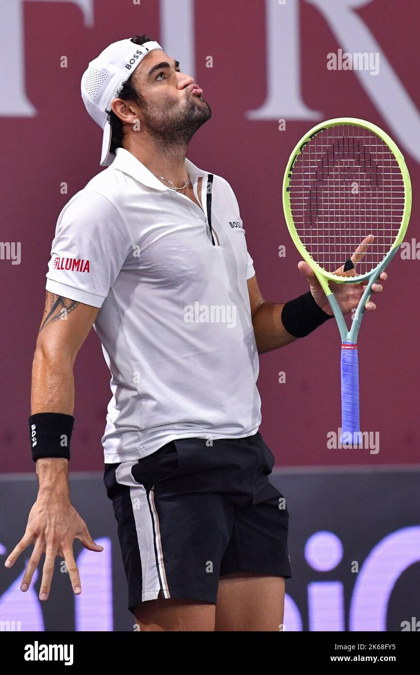 Florence, Italy. 12th Oct, 2022. Matteo Berrettini of Italy reacts ...