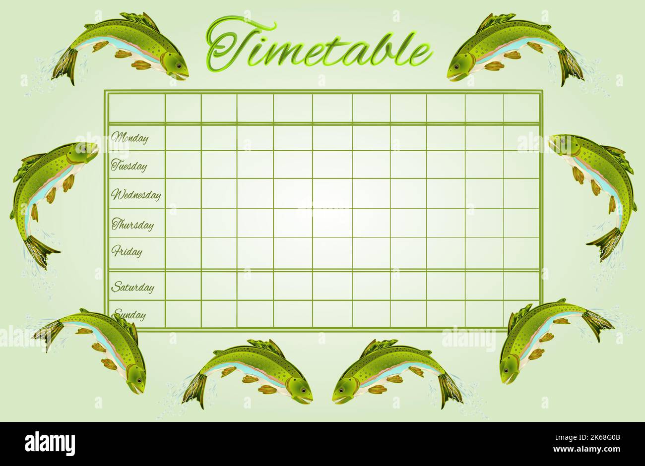 Timetable Rainbow trout vector Stock Vector Image & Art - Alamy