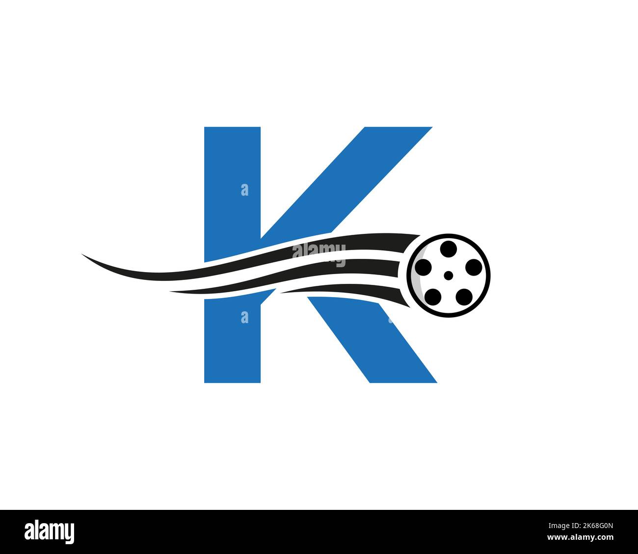 Initial Letter K Film Logo Concept With Film Reel For Media Sign, Movie ...