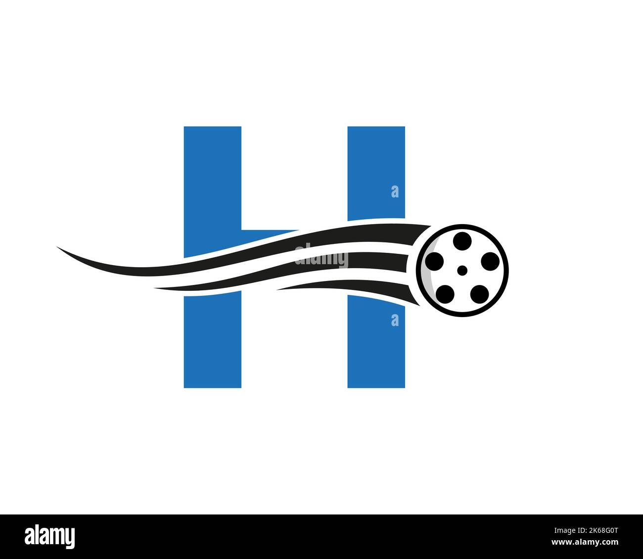 Initial Letter H Film Logo Concept With Film Reel For Media Sign, Movie ...