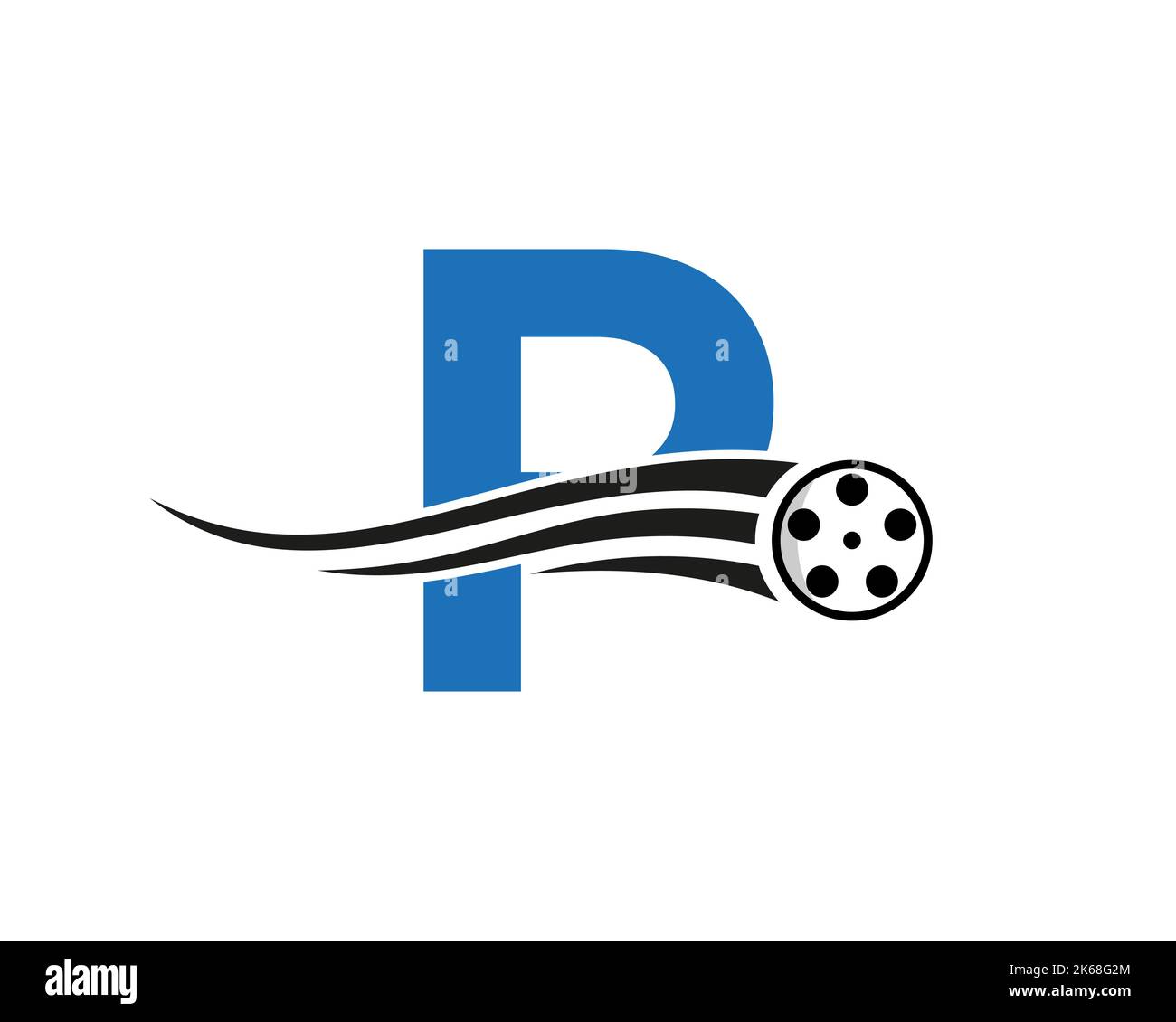 Initial Letter P Film Logo Concept With Film Reel For Media Sign, Movie ...