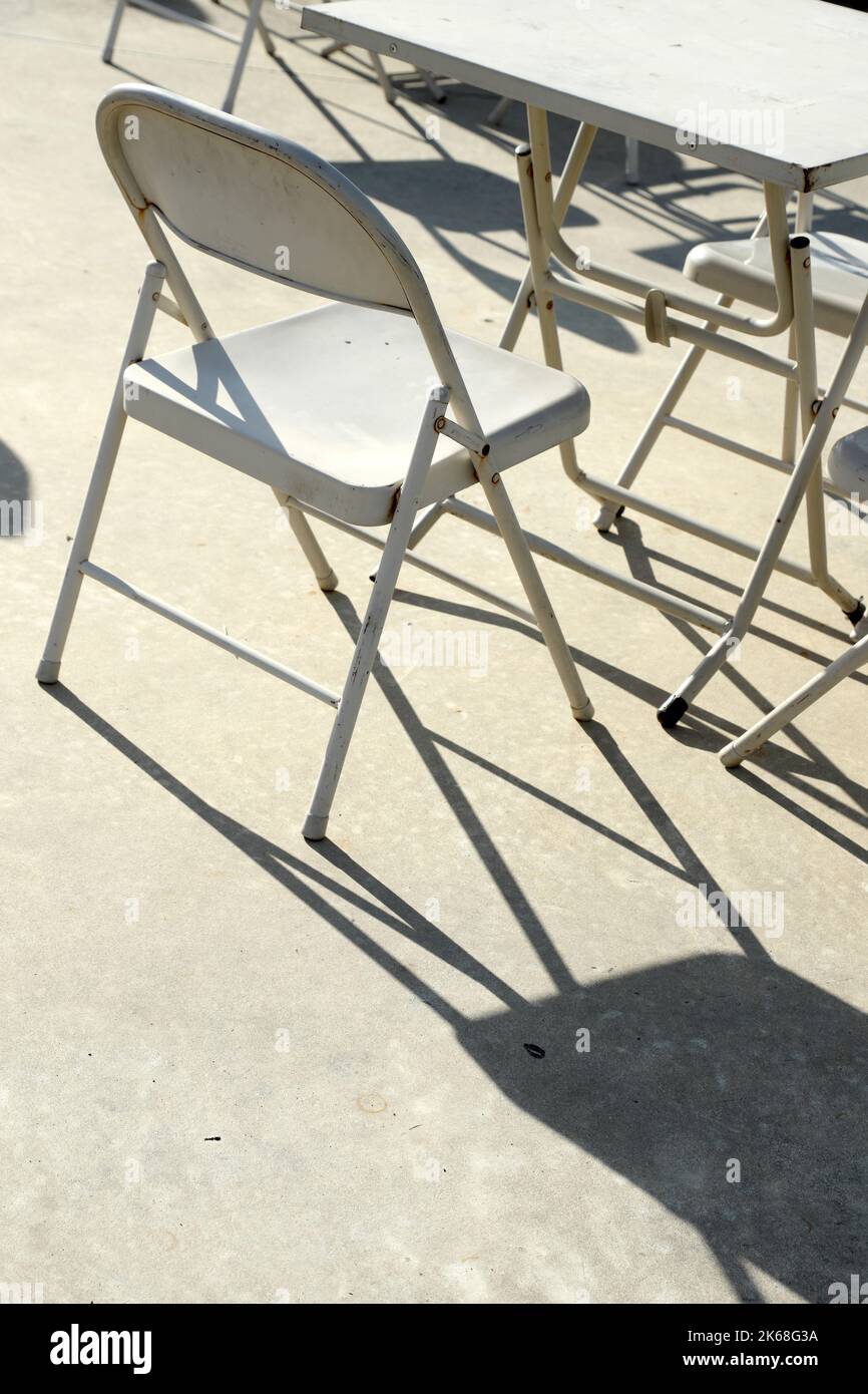 The shadow of many chair showing the abstract line on the floor Stock ...