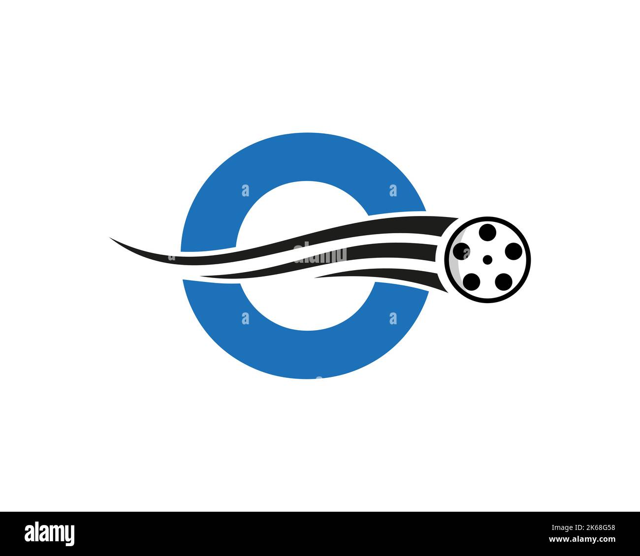 Initial Letter O Film Logo Concept With Film Reel For Media Sign, Movie ...