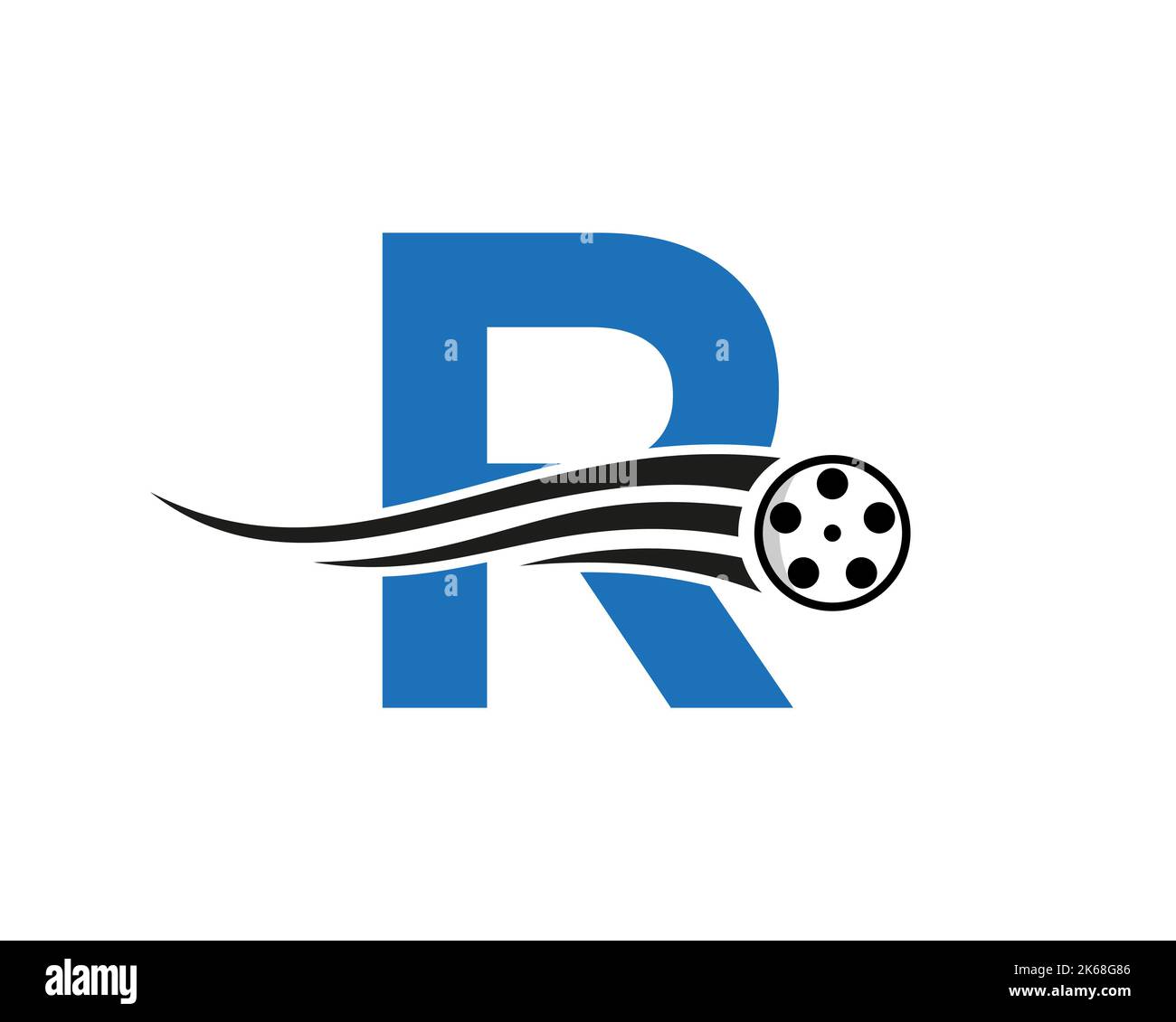 Initial Letter R Film Logo Concept With Film Reel For Media Sign, Movie ...