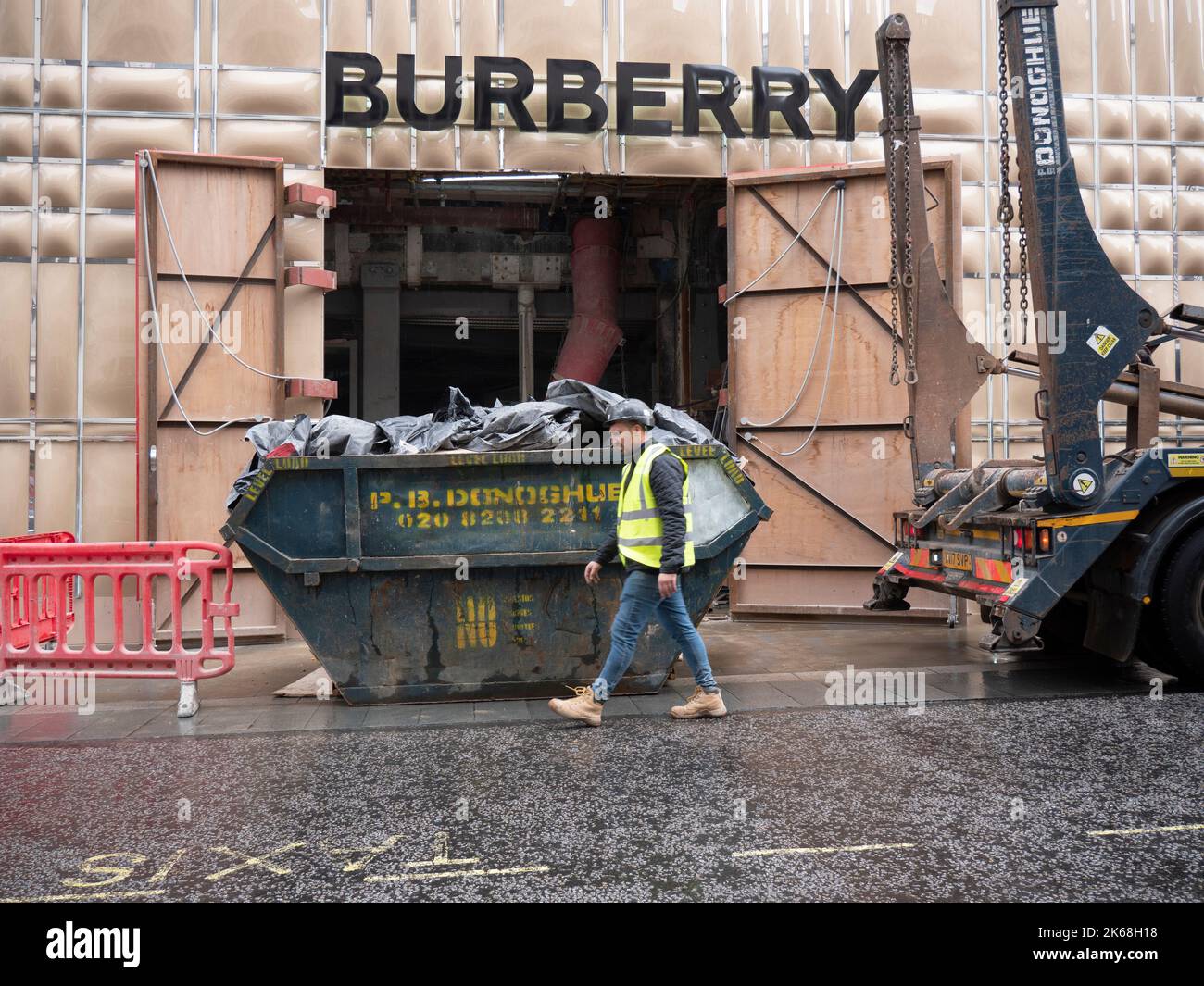 Mayfair, London, United Kingdom, temporary hoarding in front of ...