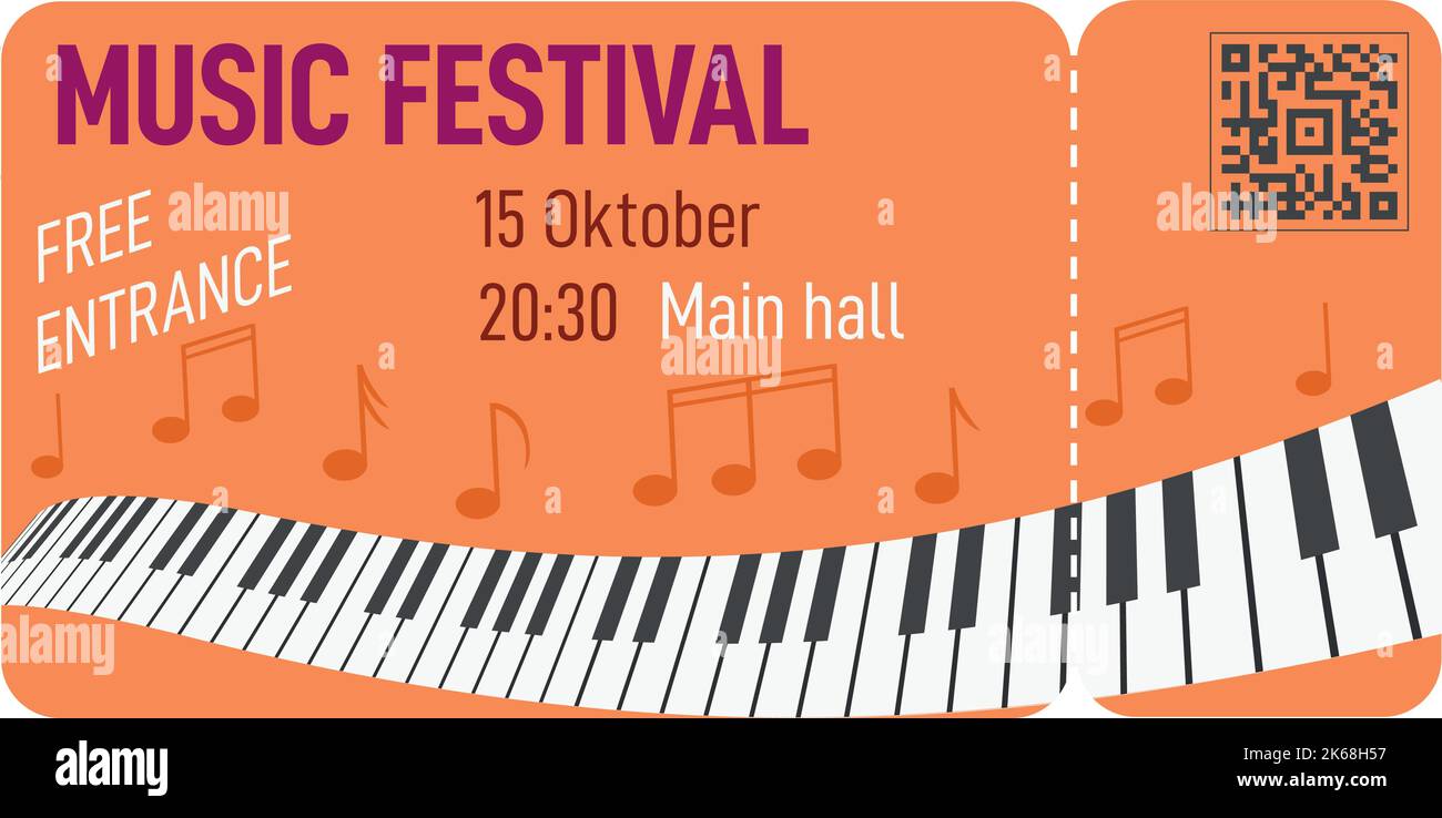 Music festival ticket. Entrance pass. Event coupon Stock Vector Image ...