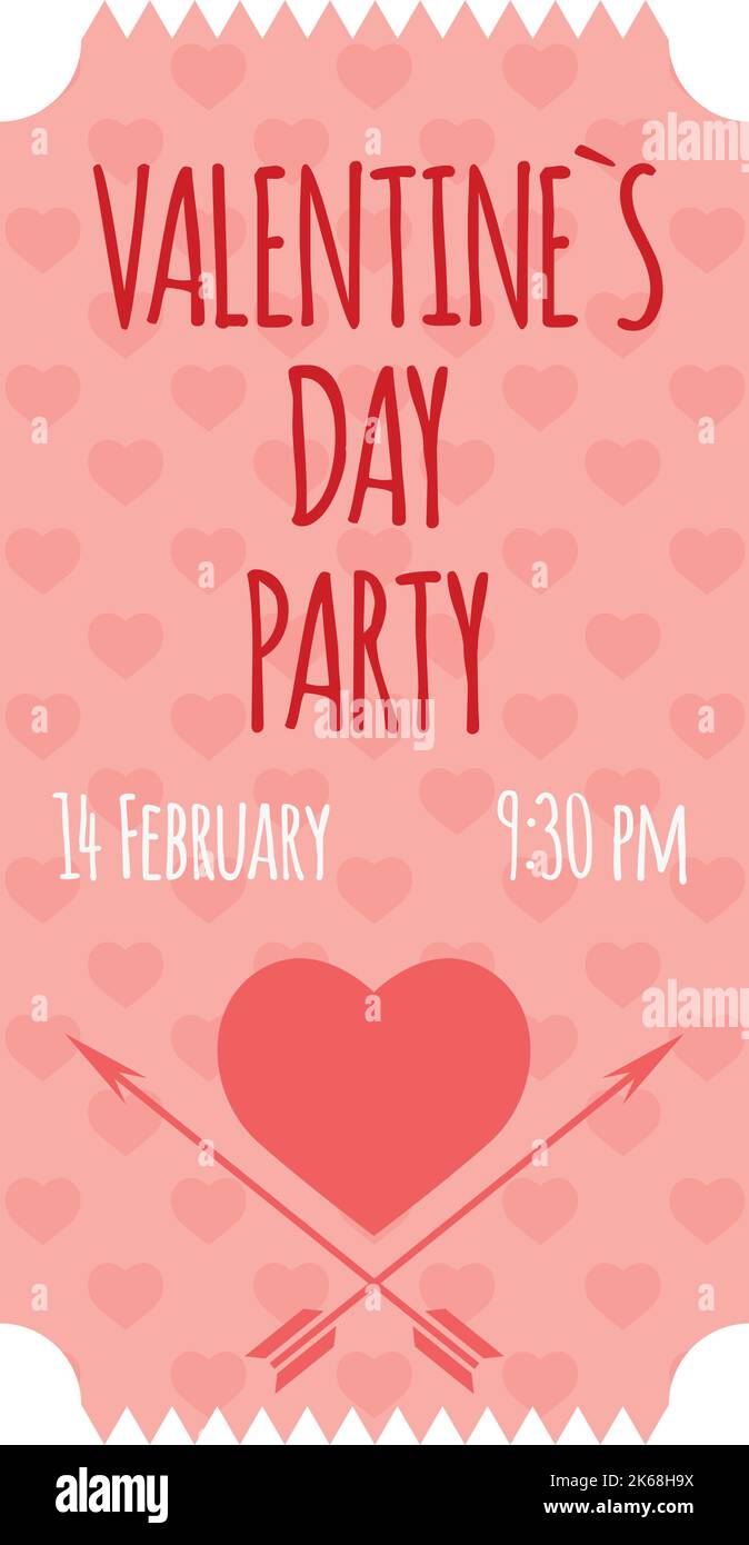 Valentine day party entrance card in retro ticket style Stock Vector ...