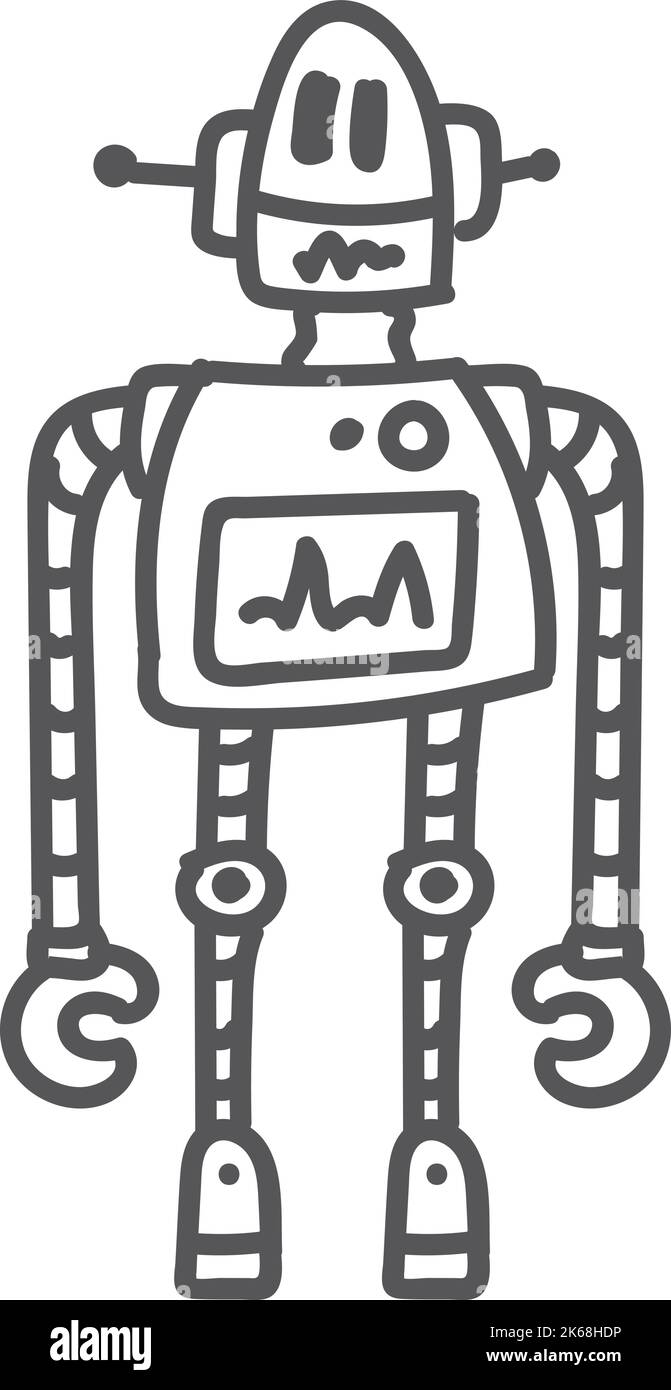 Cute robor doodle. Hand drawn line drawing Stock Vector Image & Art - Alamy