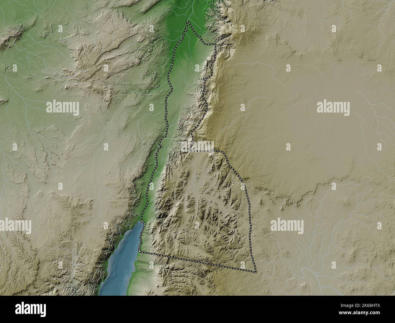 Aqaba, province of Jordan. Elevation map colored in wiki style with ...