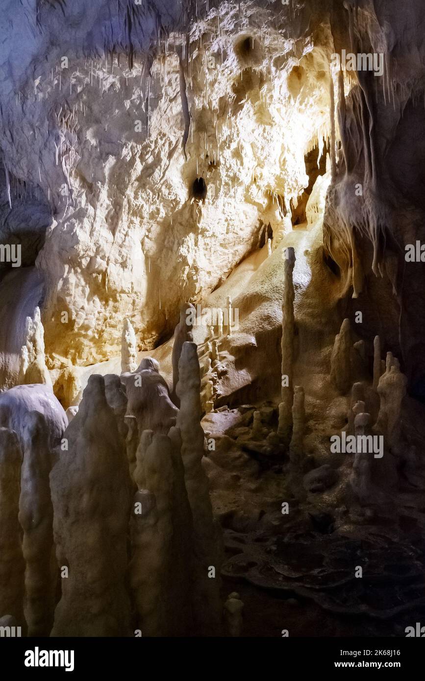 spectacular stalagmites and stalactites formations. scene inside one of ...