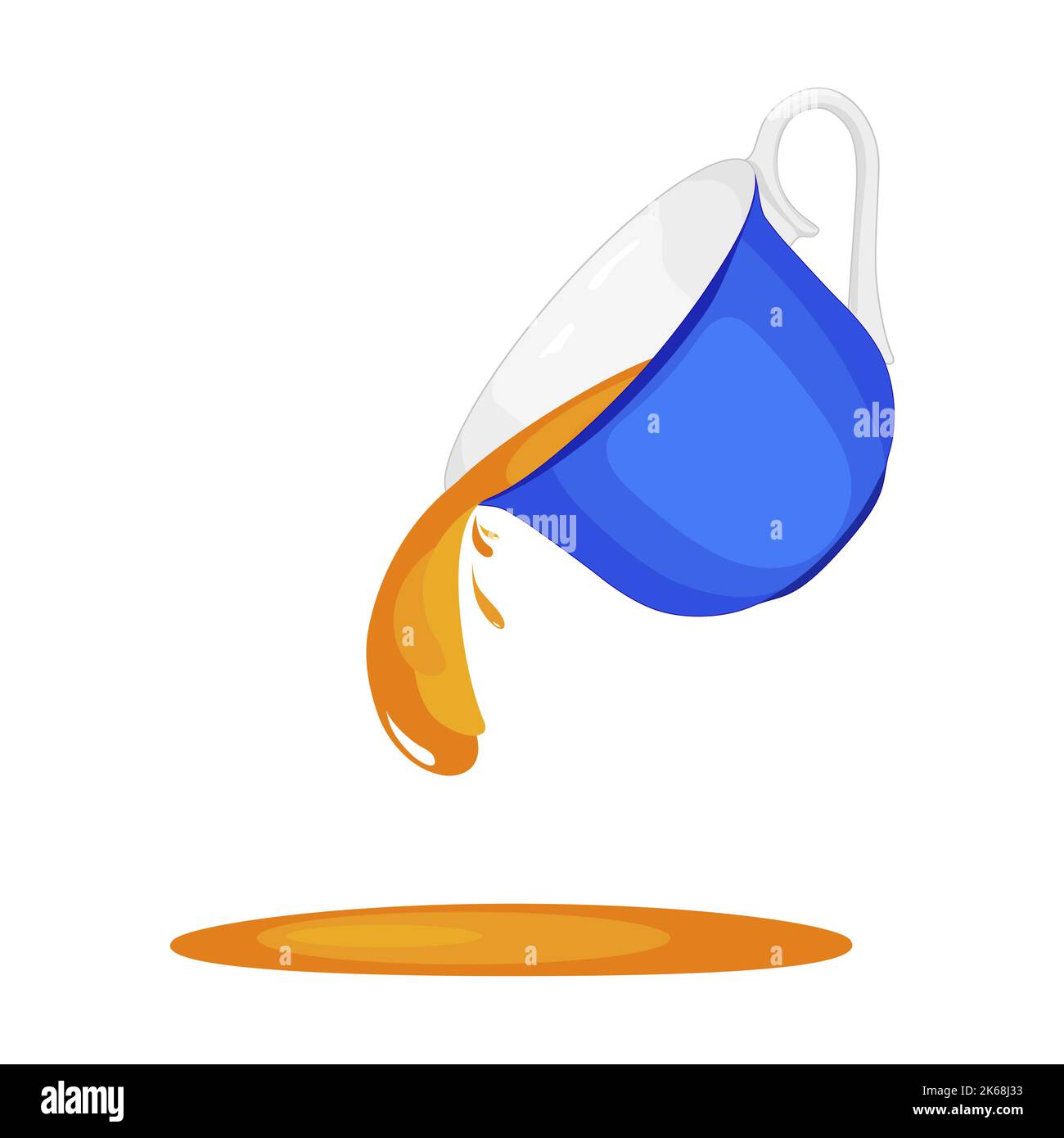 A blue cup with a drop of tea or coffee in the speaker. Tea and cups ...