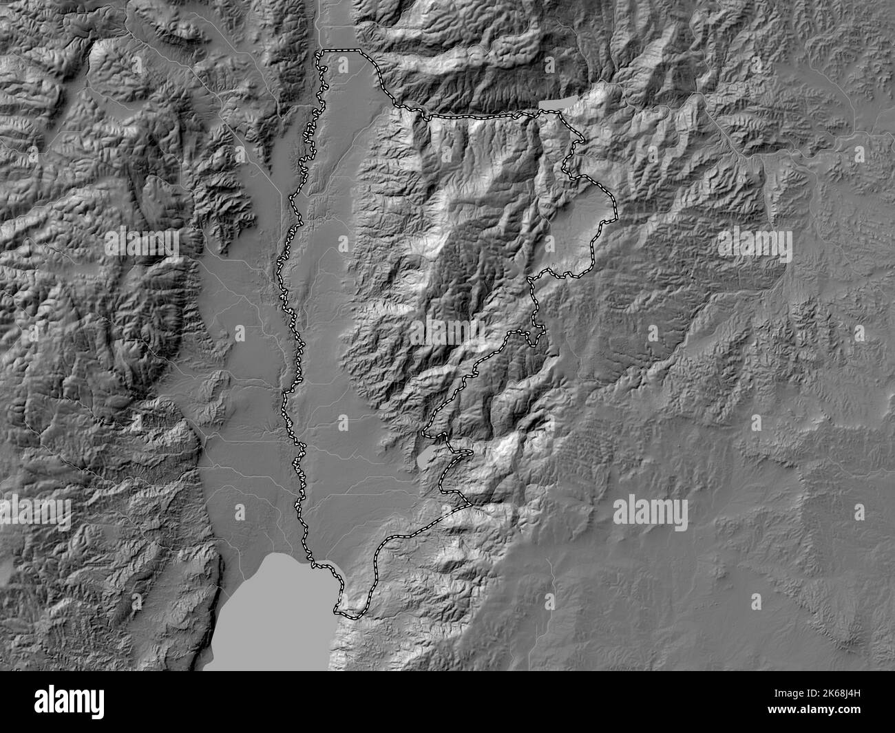 Balqa, province of Jordan. Bilevel elevation map with lakes and rivers ...