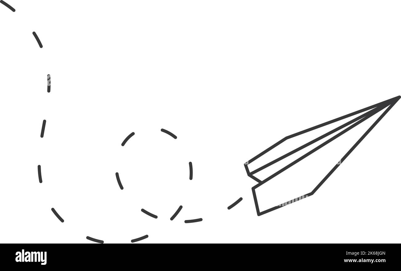 Paper plane with dashed trail. Flight route symbol Stock Vector Image ...