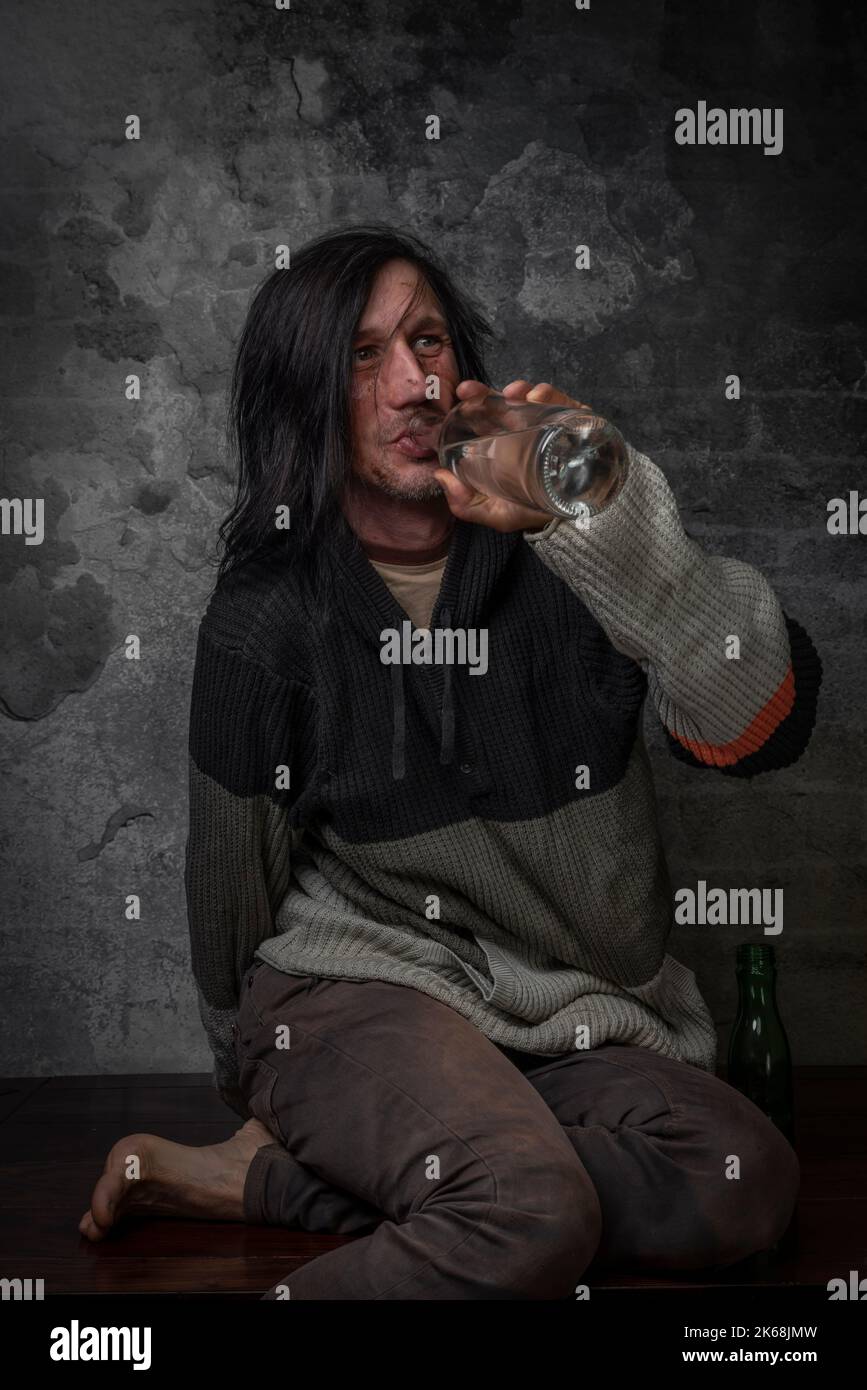 Alcoholism elderly drunk hi-res stock photography and images - Alamy