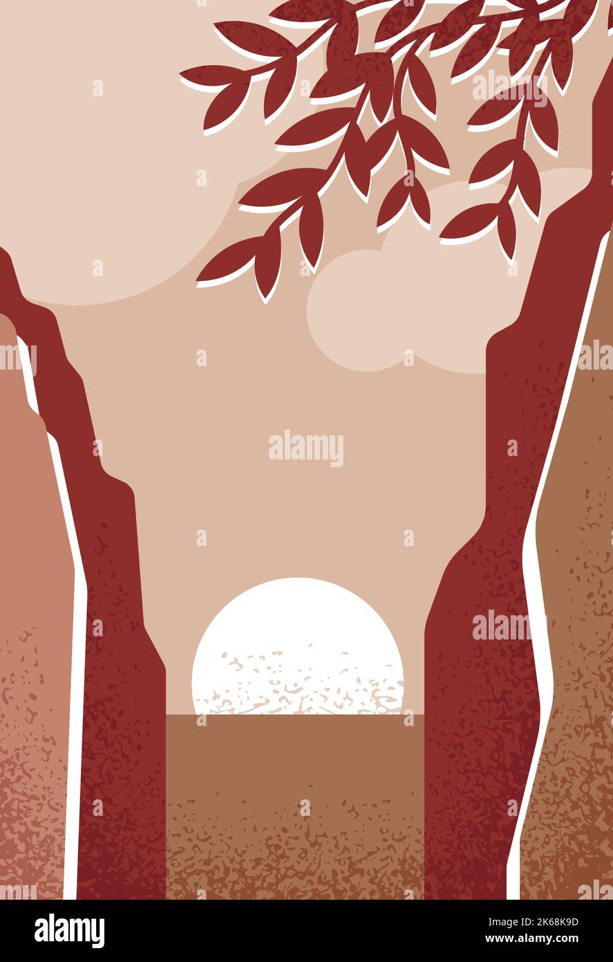 Sunset landscape card. Vertical sun rising poster Stock Vector Image ...