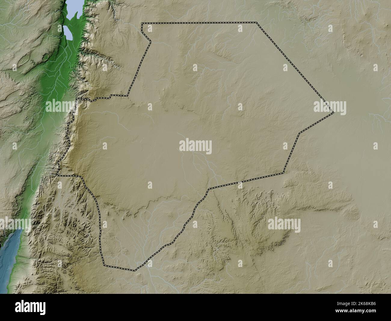 Ma`an, province of Jordan. Elevation map colored in wiki style with ...