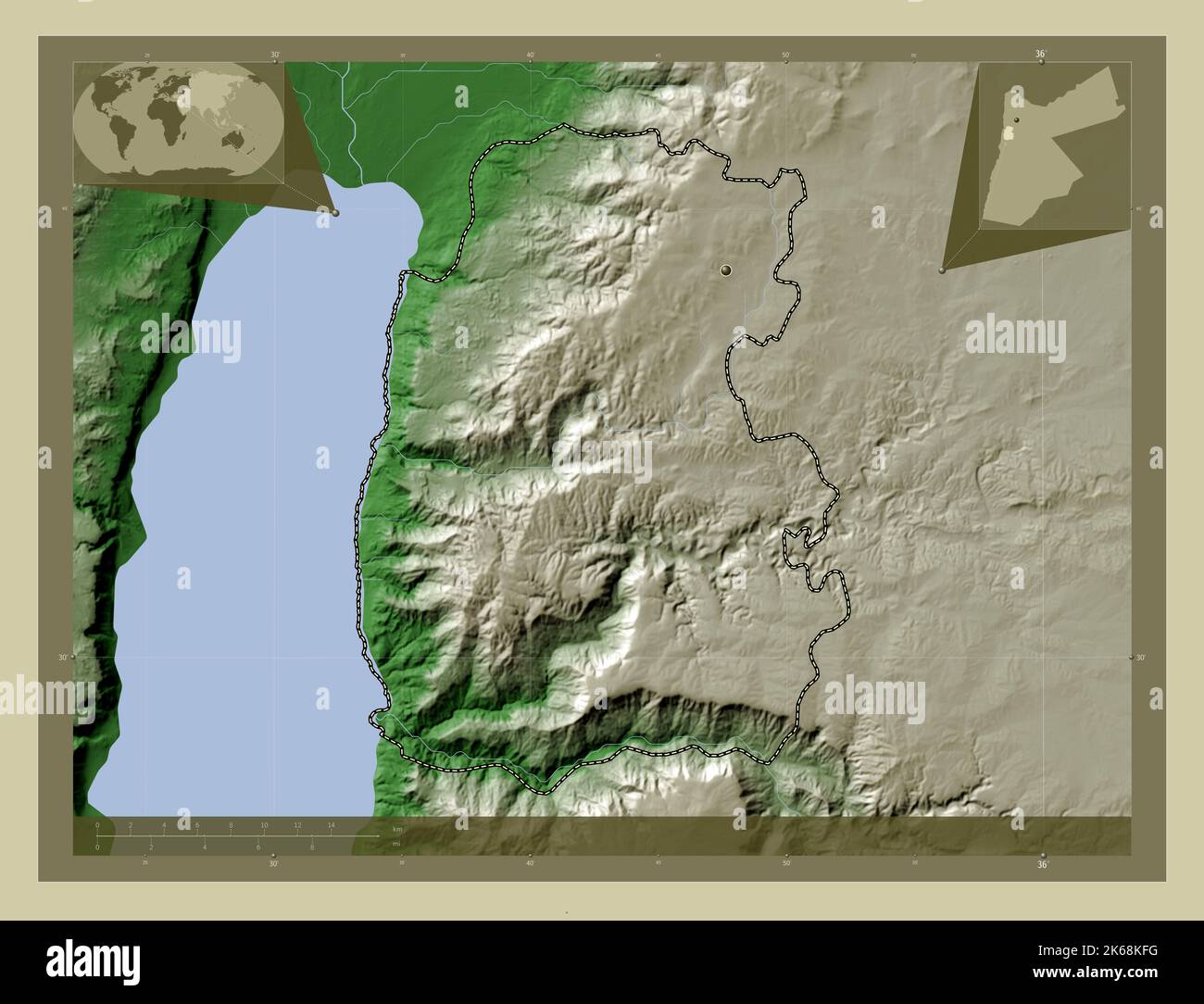 Madaba, province of Jordan. Elevation map colored in wiki style with ...