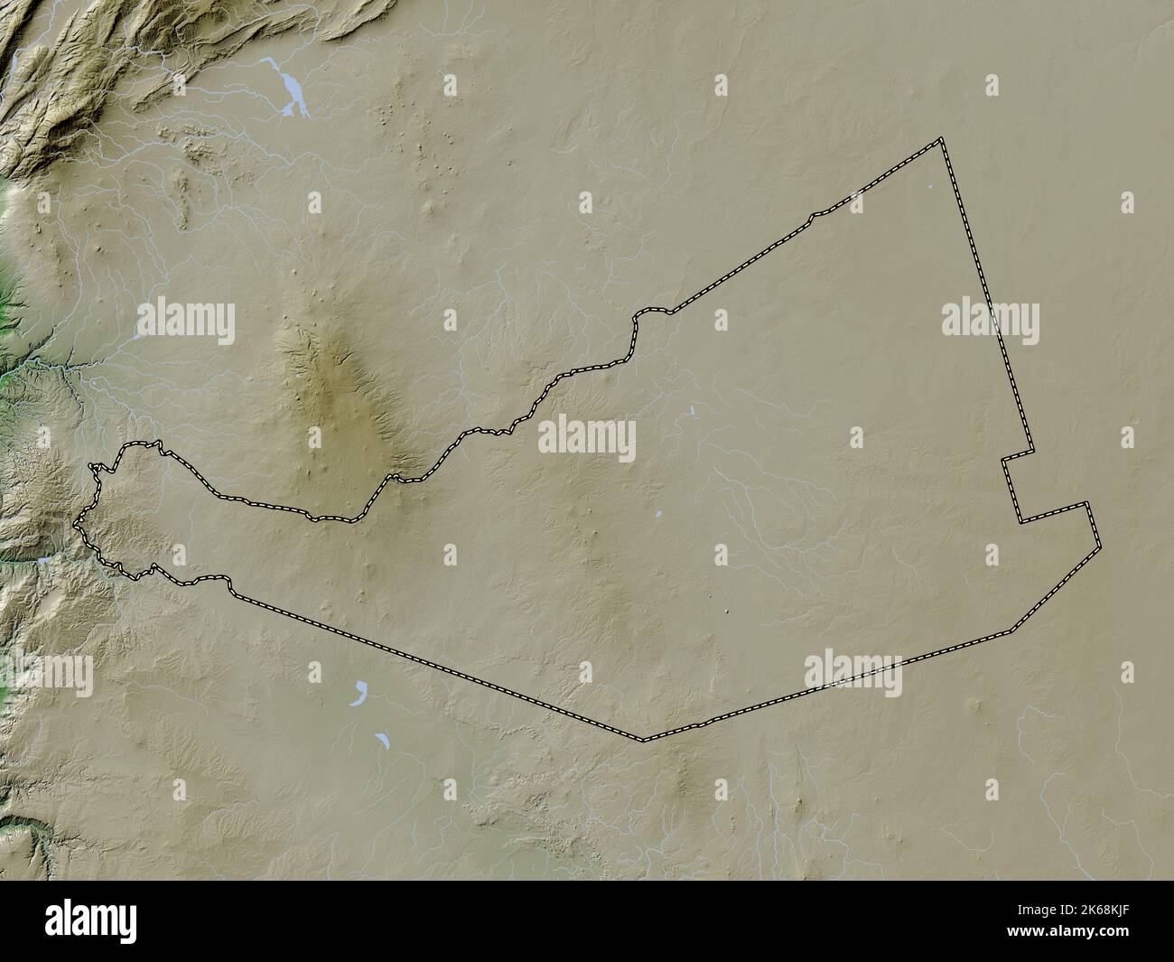 Mafraq, province of Jordan. Elevation map colored in wiki style with ...