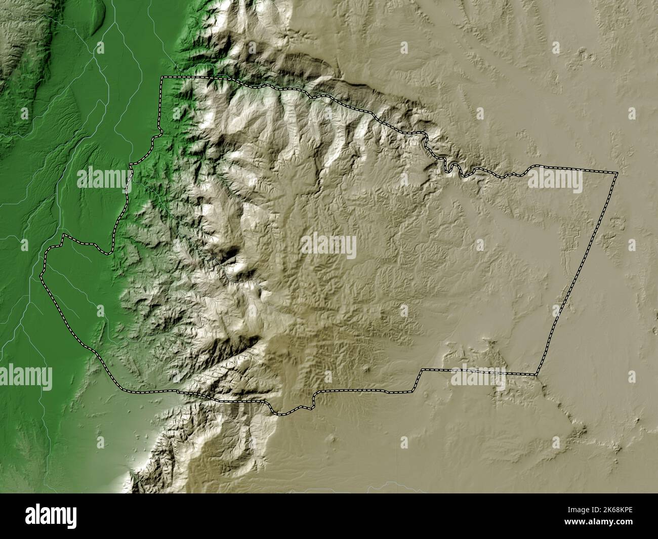 Tafilah, province of Jordan. Elevation map colored in wiki style with ...