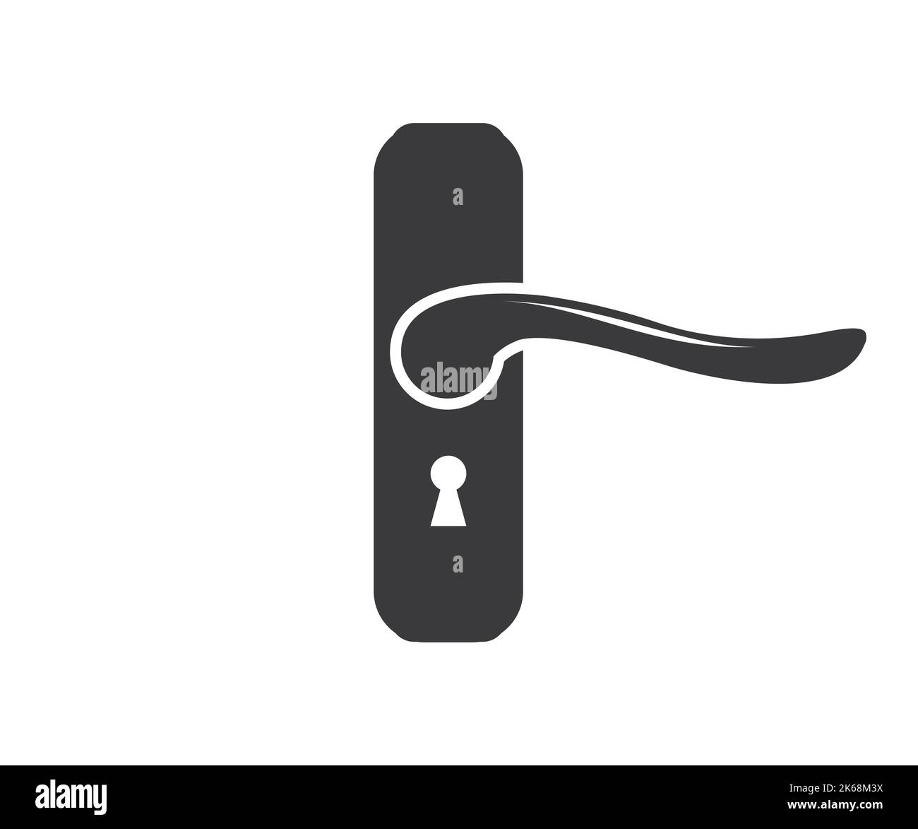 Modern door handle with keyhole icon logo design. Door handle outline and filled vector design ...