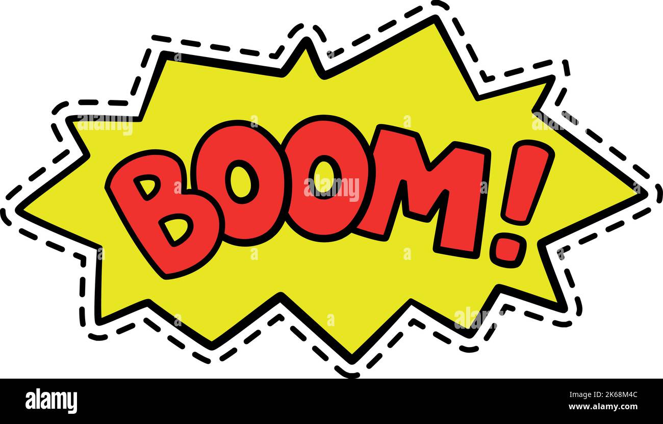 Boom message in comic explosion style. Funny sticker Stock Vector Image ...