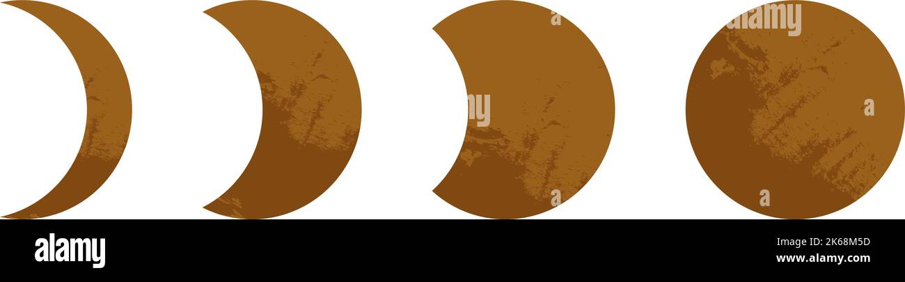 Moon phases. Golden esoteric symbol. Lunar cycle sign Stock Vector ...