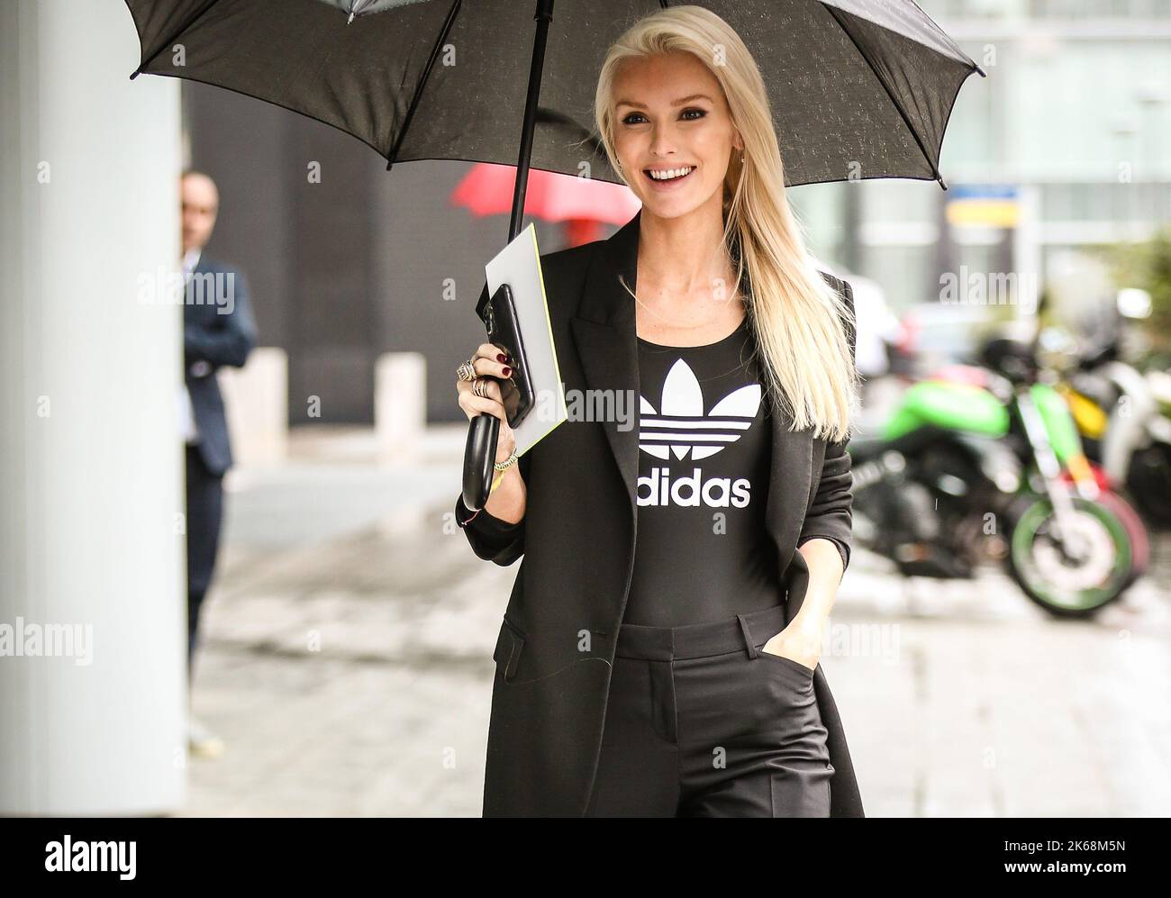 MILAN, Italy- September 24 2022: Kate Davidson on the street in Milan ...