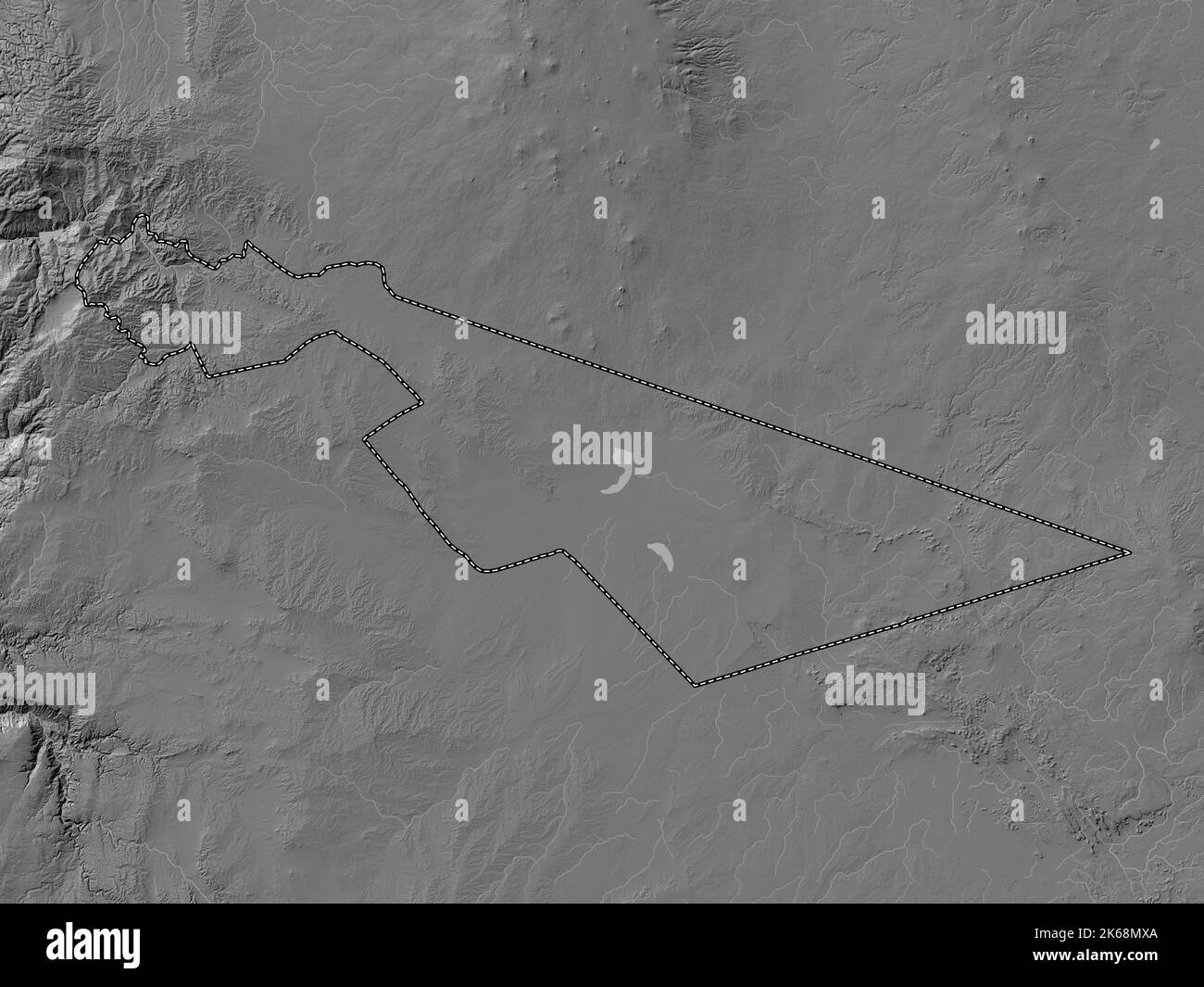 Zarqa, province of Jordan. Bilevel elevation map with lakes and rivers ...