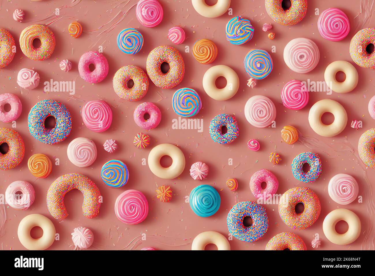 Sweet, Donuts in rows of colors and tasty flavors. creative background ...