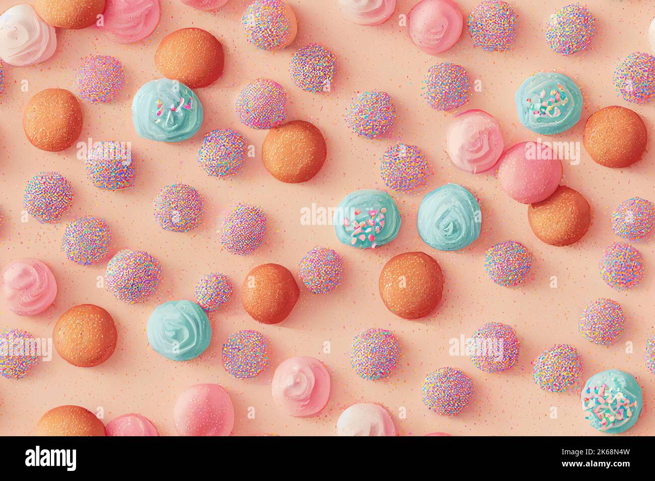 Sweet, Donuts in rows of colors and tasty flavors. creative background ...