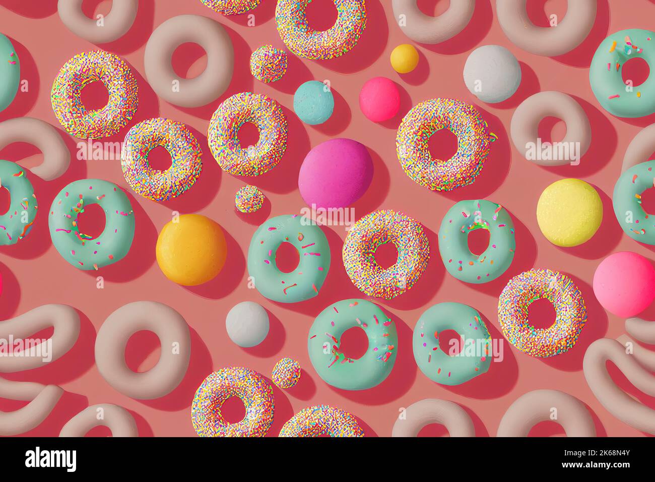 Donuts in rows of colors and tasty flavors. creative background of ...