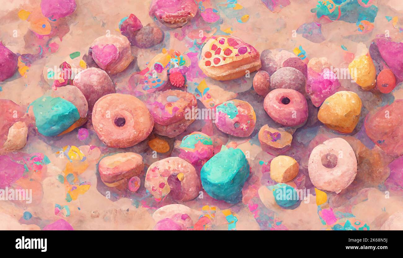 Sweet, Donuts in rows of colors and tasty flavors. creative background ...